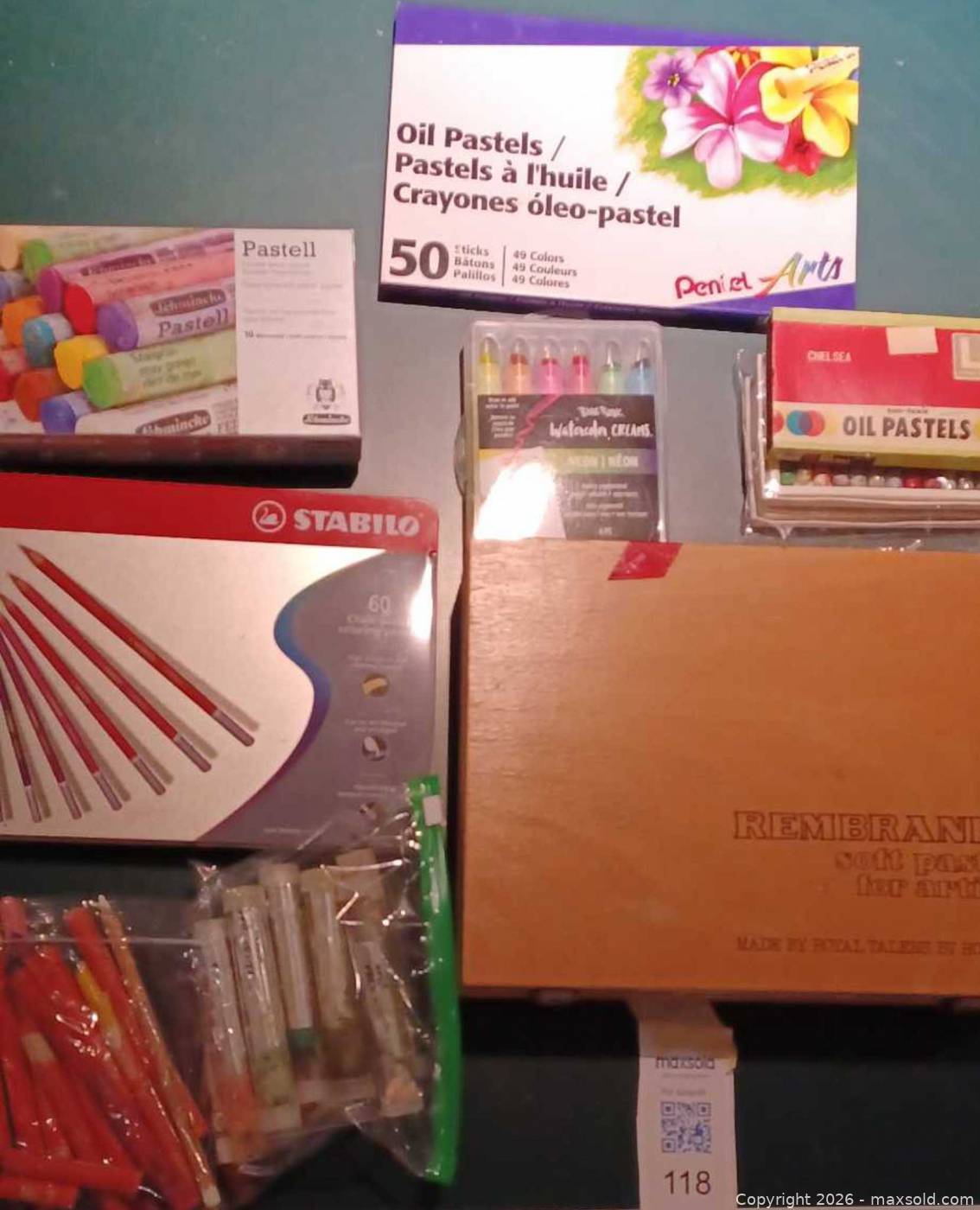 Mixed media pastel and crayon art supplies | Maxsold