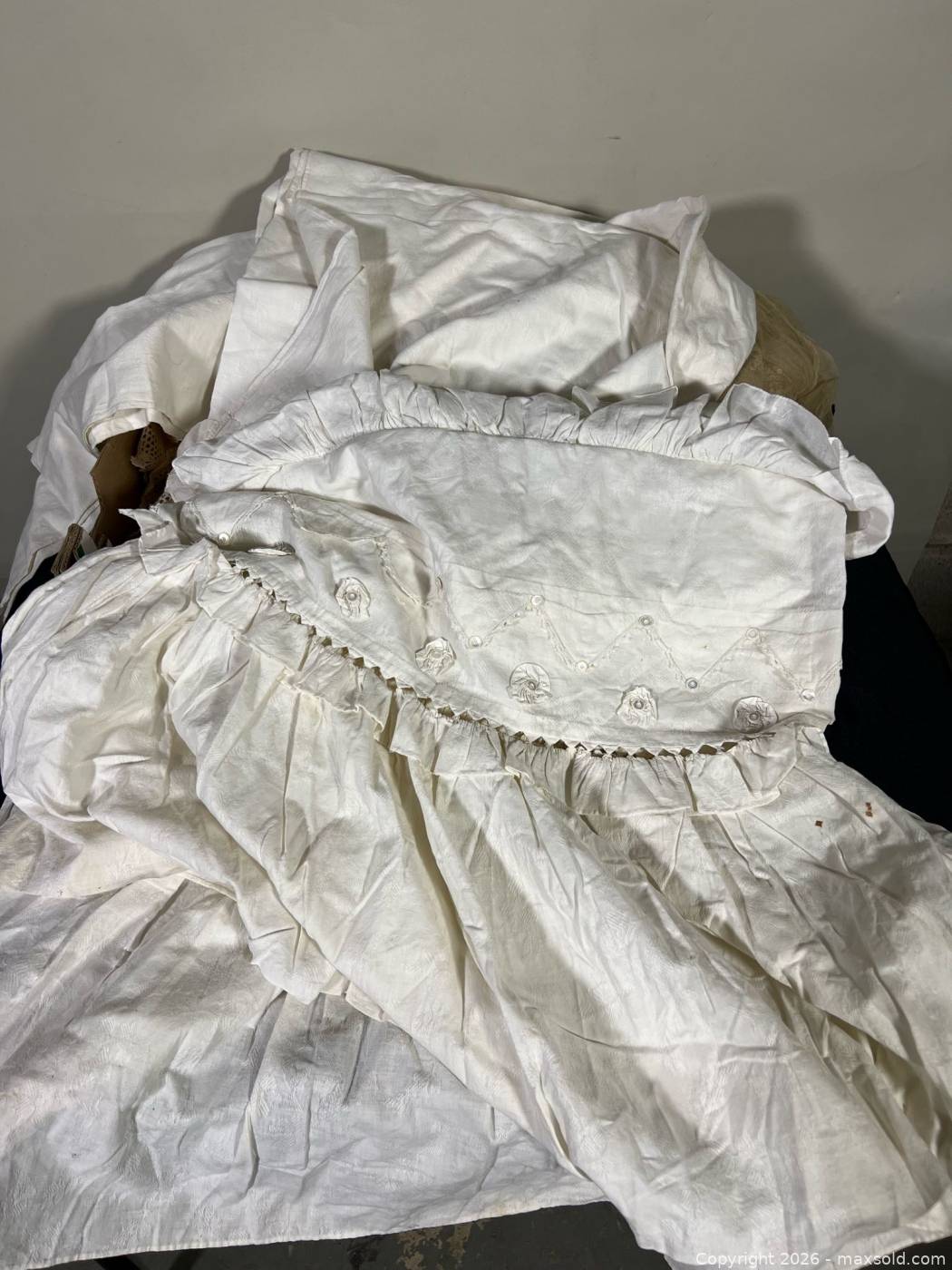 Mid-19th Century White Linen Petticoat, Crochet and Embroidered ...