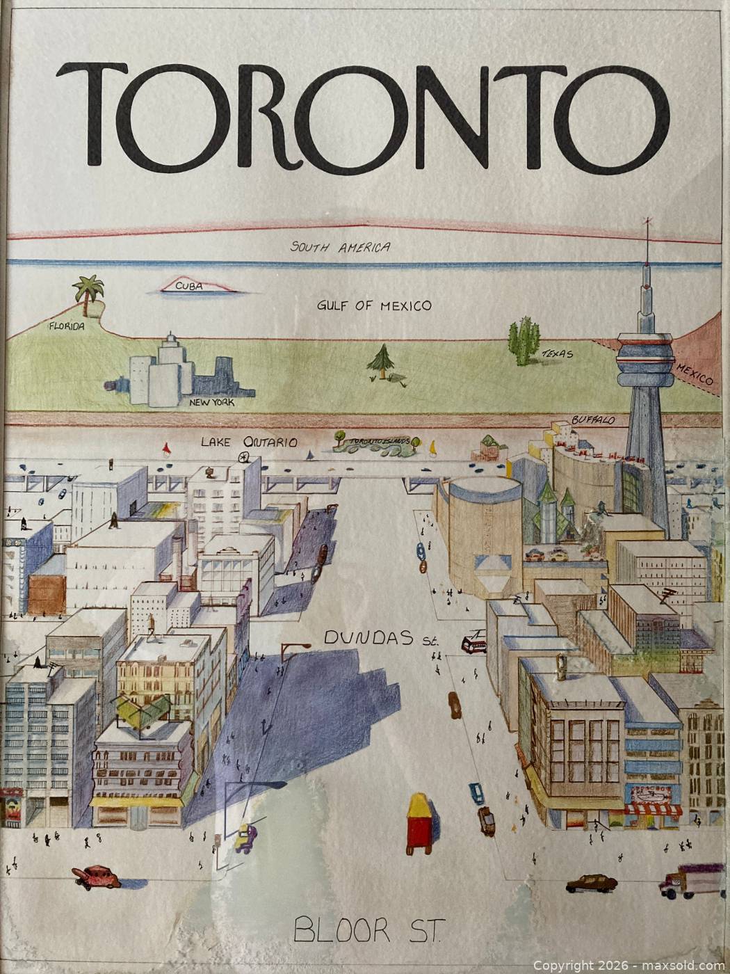 Vintage Monte Cohen "Toronto" art print 26x19.5 in | Maxsold