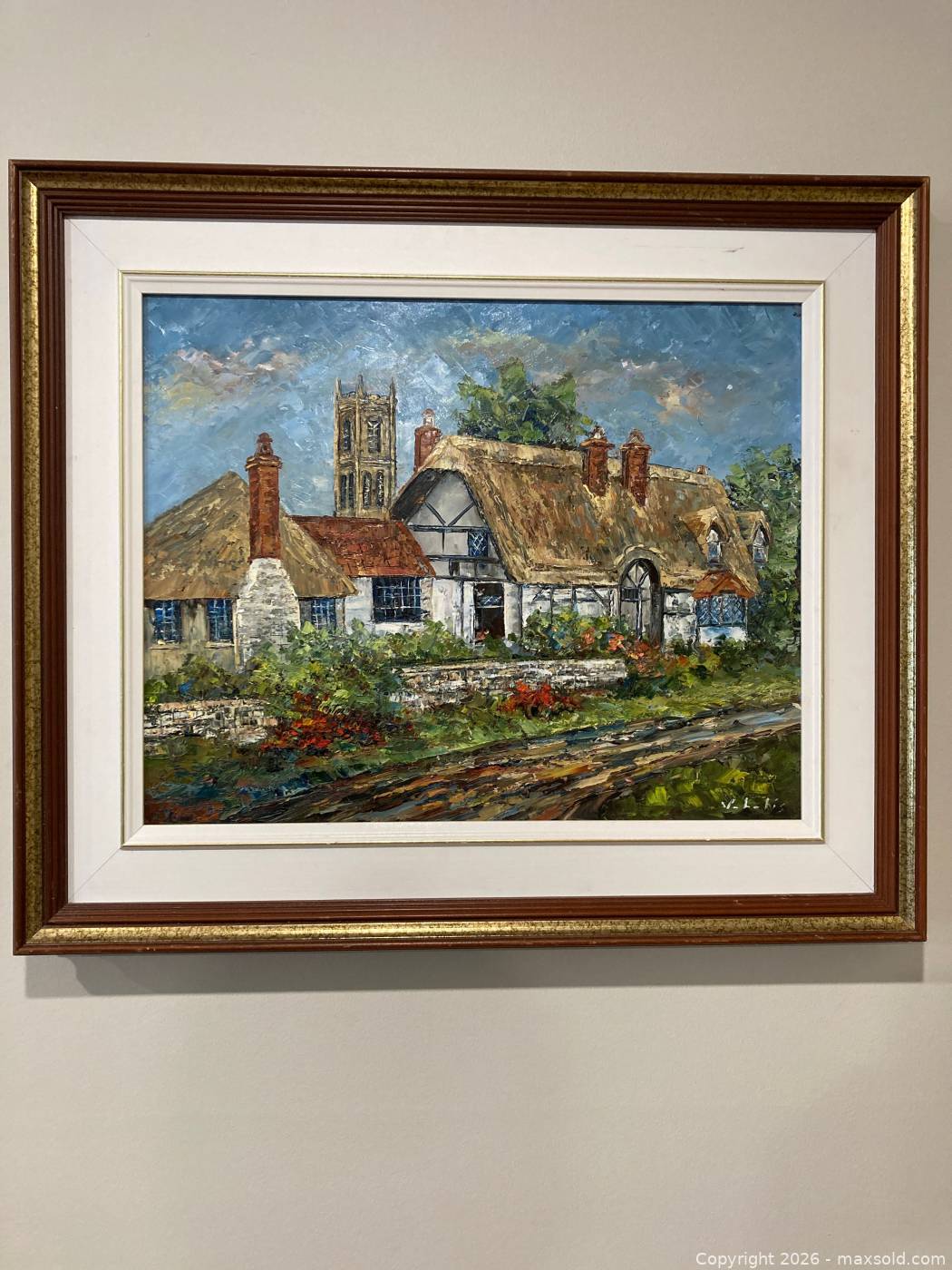Oil painting Welford-on-Avon by V. L. Lis, framed | Maxsold