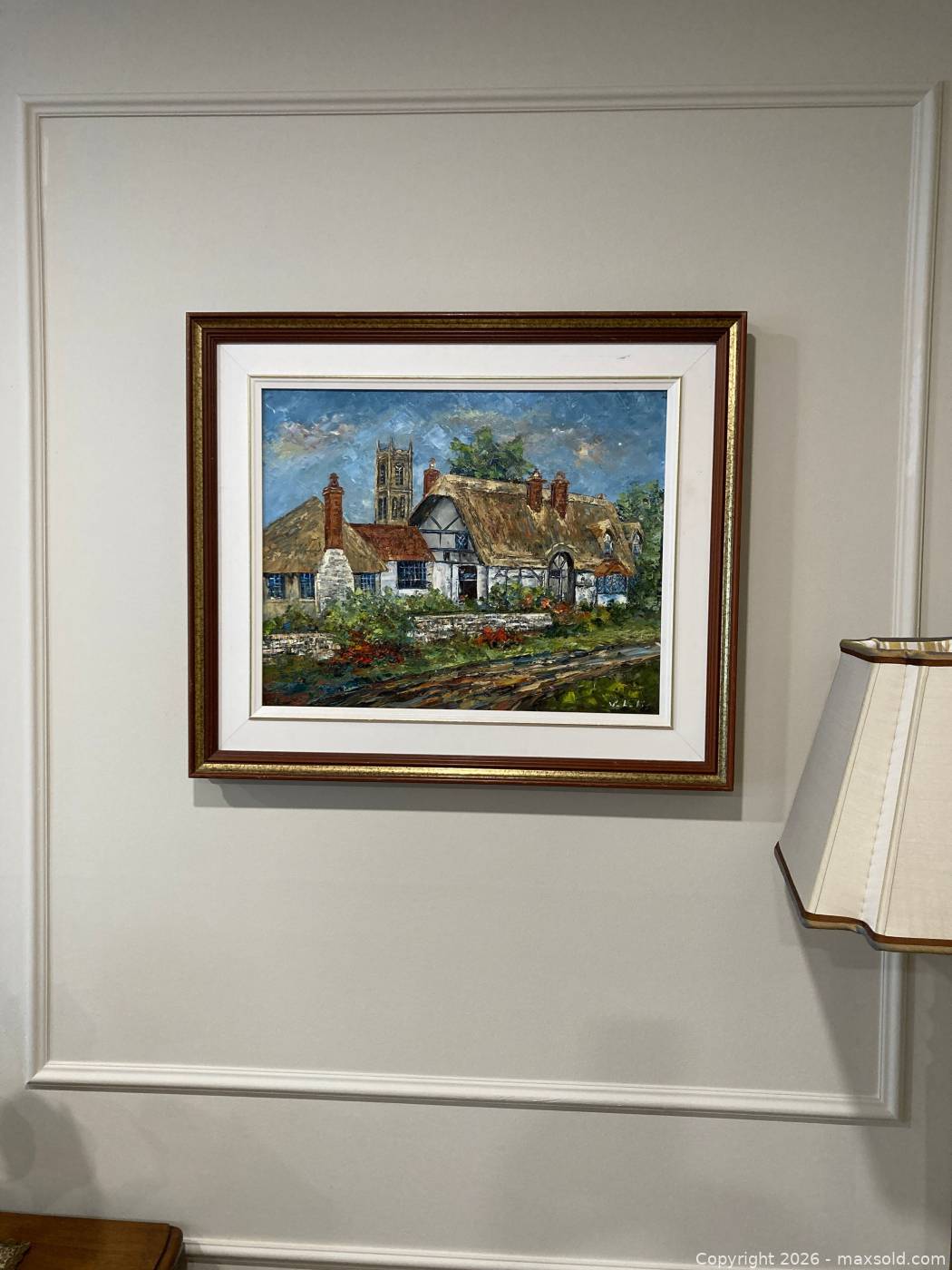 Oil painting Welford-on-Avon by V. L. Lis, framed | Maxsold