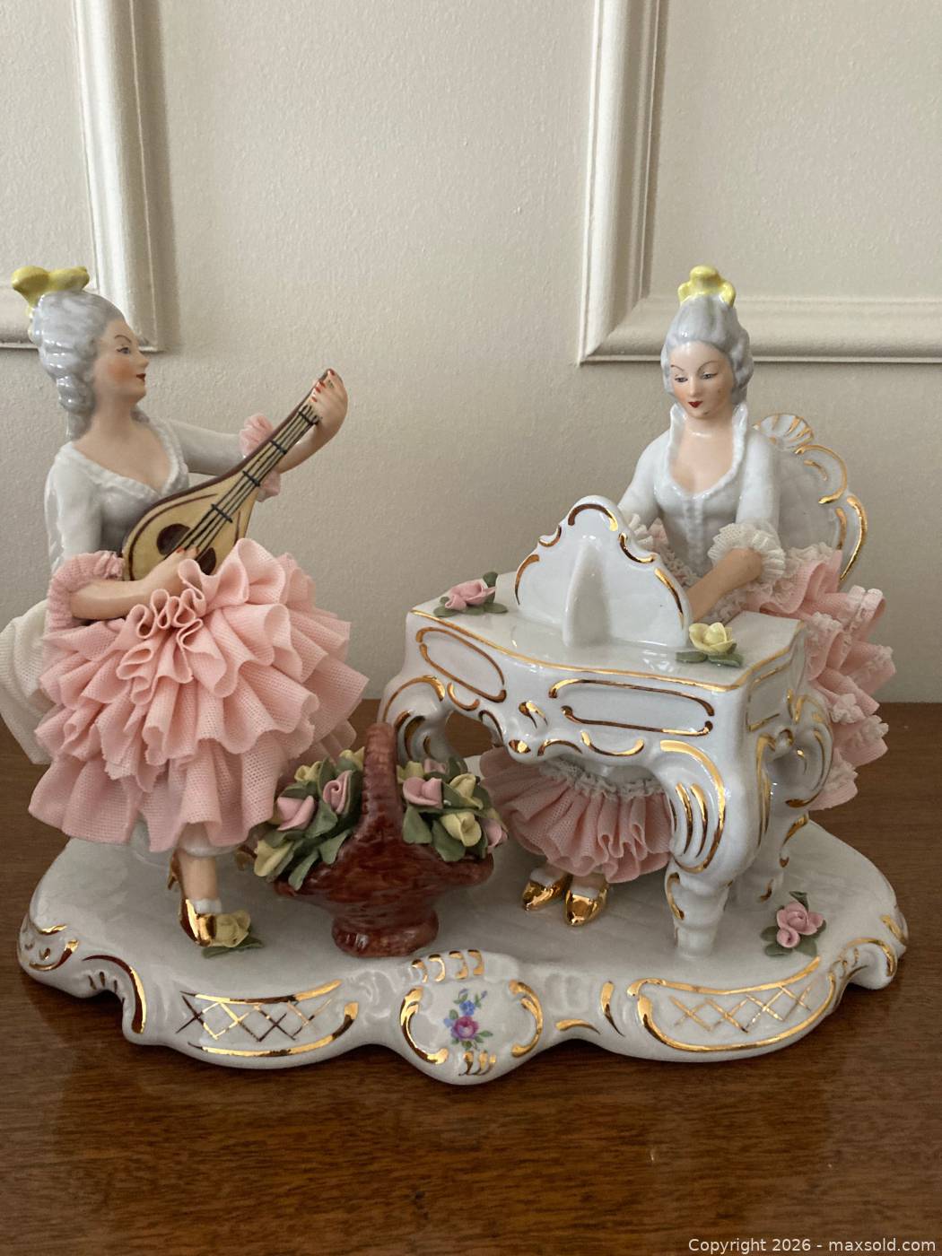 Sandizell Dresden lace figurine duet | Maxsold