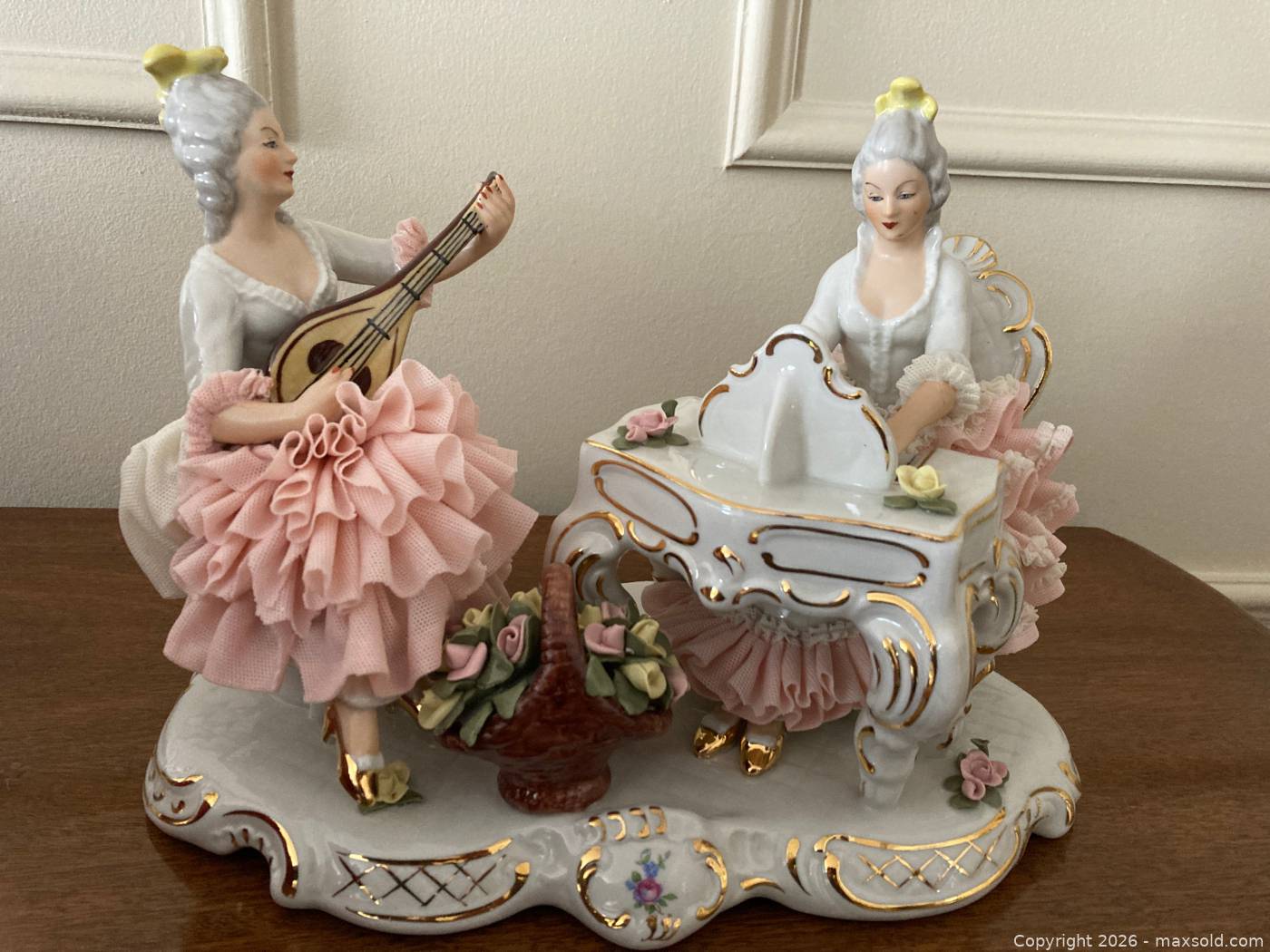 Sandizell Dresden lace figurine duet | Maxsold