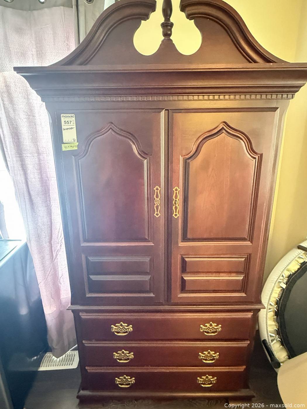 Solid wood armoire dresser with drawers | Maxsold