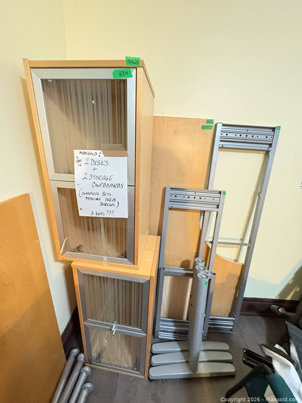 IKEA desk and tambour cupboard parts | Maxsold