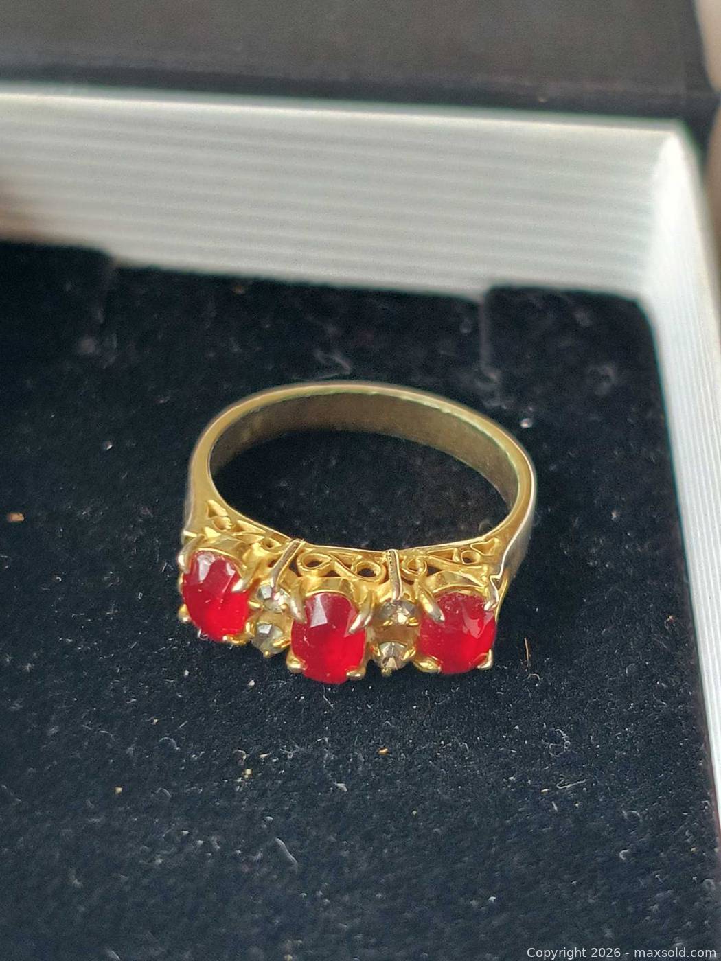 Faux Ruby Gold Plated Ring Size 9 | Maxsold