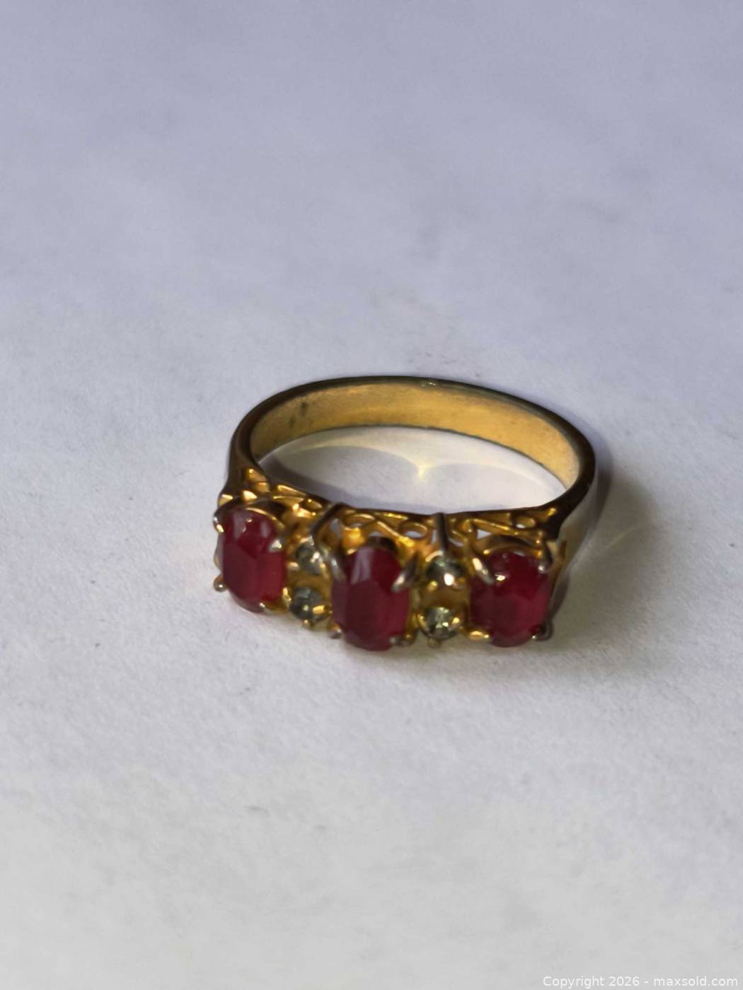 Faux Ruby Gold Plated Ring Size 9 | Maxsold