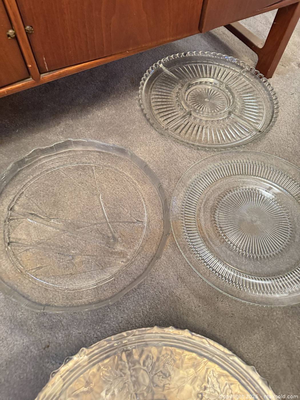 Large glass and metal serving platters | Maxsold