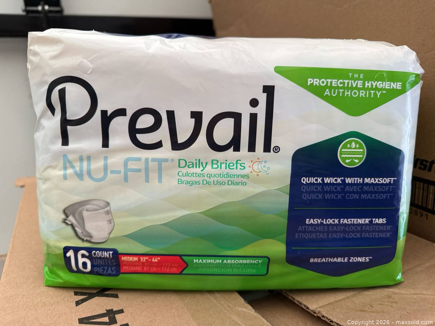 6 boxes Prevail NU-FIT Daily Briefs, M | Maxsold