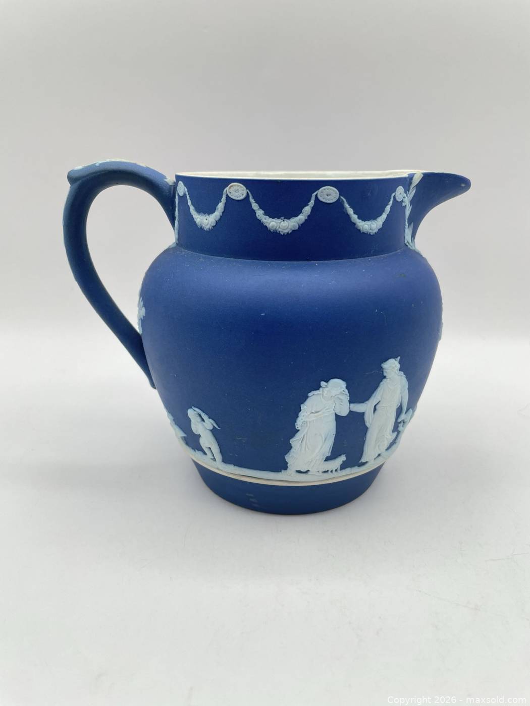 Antique Wedgwood cobalt blue Jasperware cream jug 4in | Maxsold