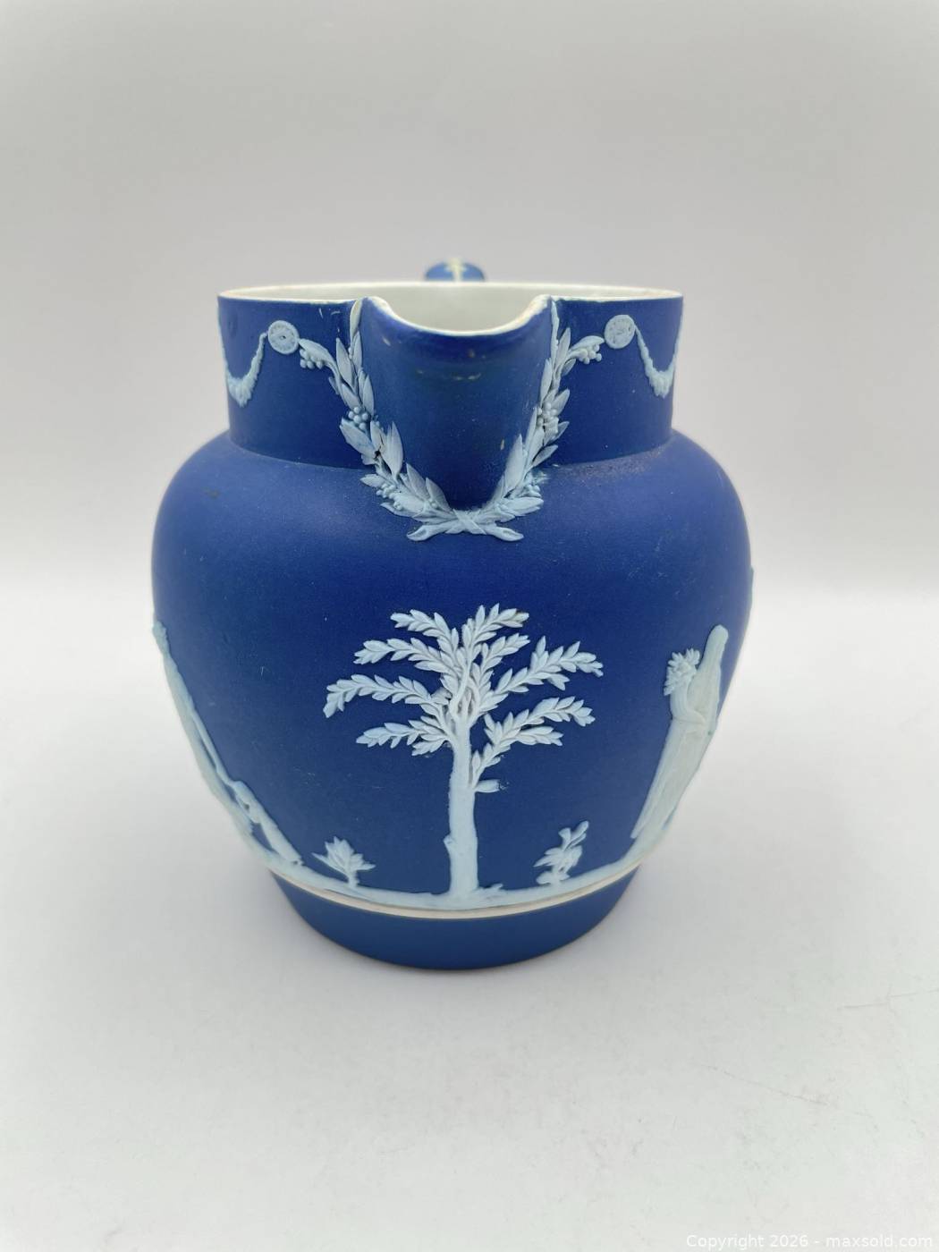 Antique Wedgwood cobalt blue Jasperware cream jug 4in | Maxsold
