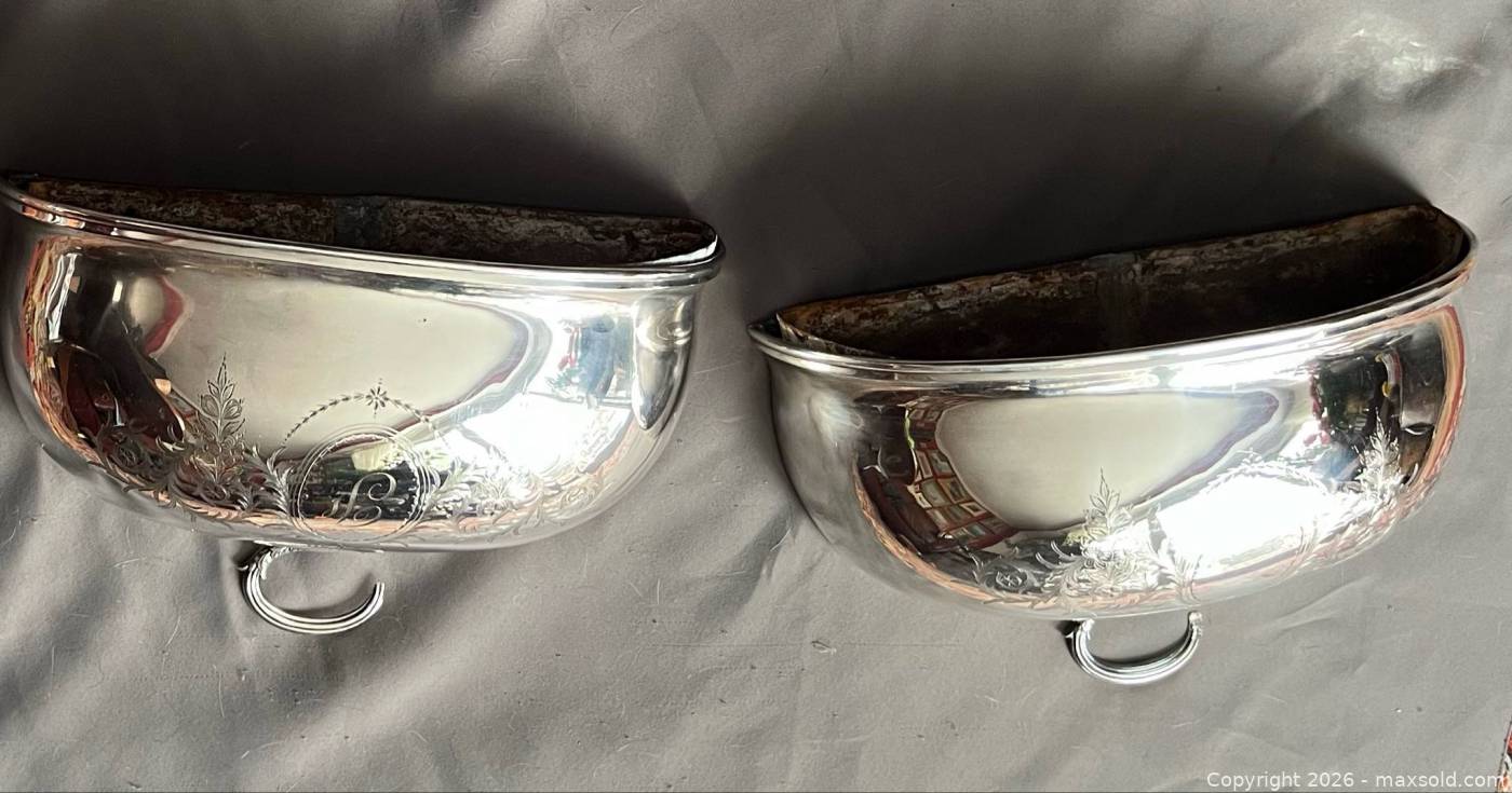 Pair Silver Plate Wall-Mounted Planters | Maxsold