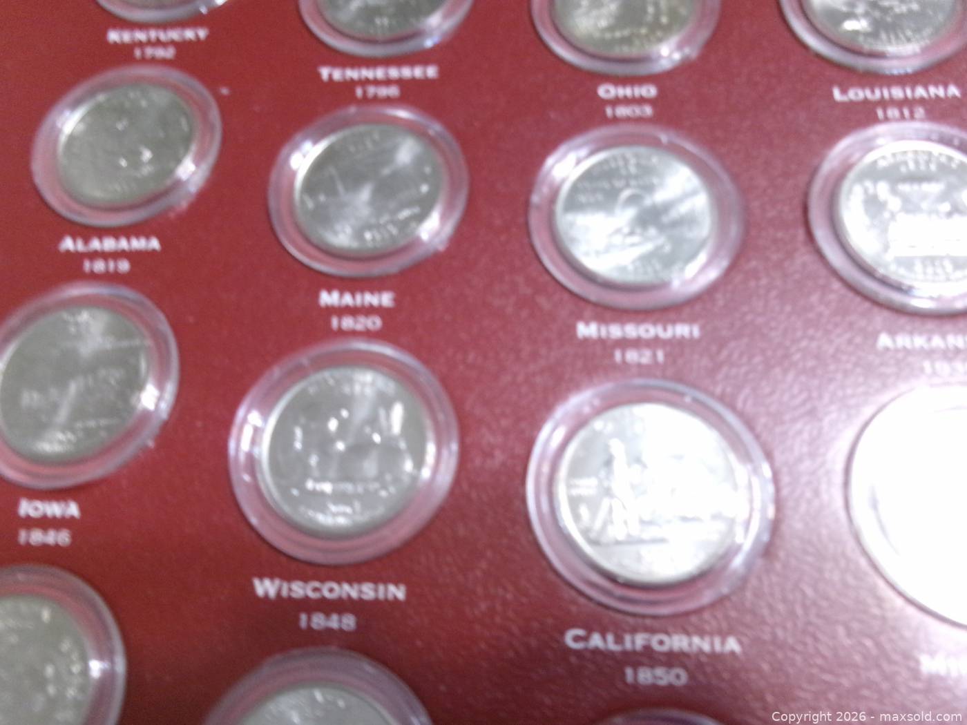Framed United States 50 State Quarter Collection, 51 Uncirculated Coins ...
