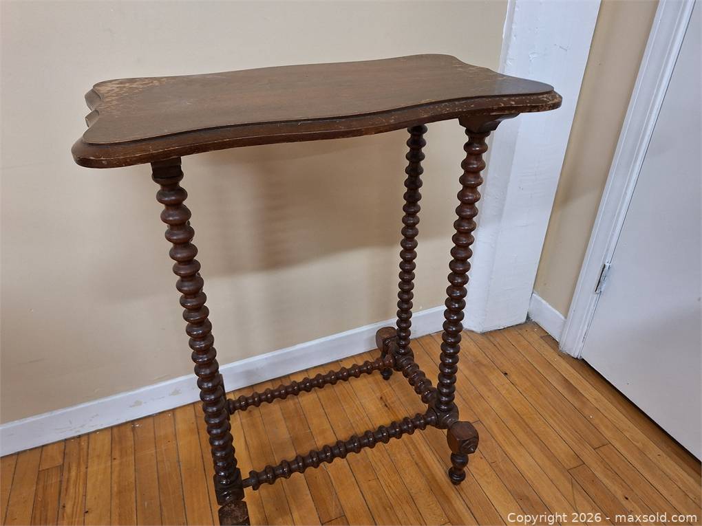 Antique spindle leg side table | Maxsold