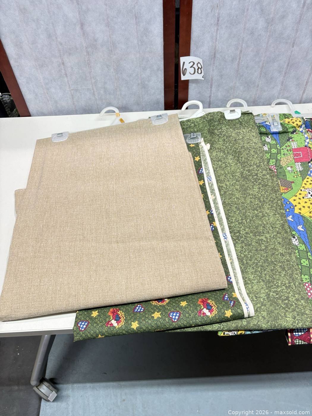 Drafty Door Cozy, fabric panels, doilies | Maxsold