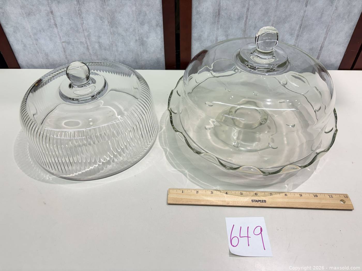 Princess House Glass Cake Stand With Two Domes | Maxsold