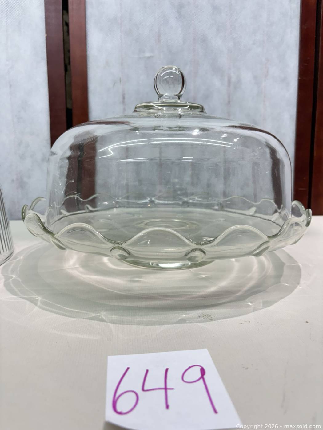 Princess House Glass Cake Stand With Two Domes | Maxsold