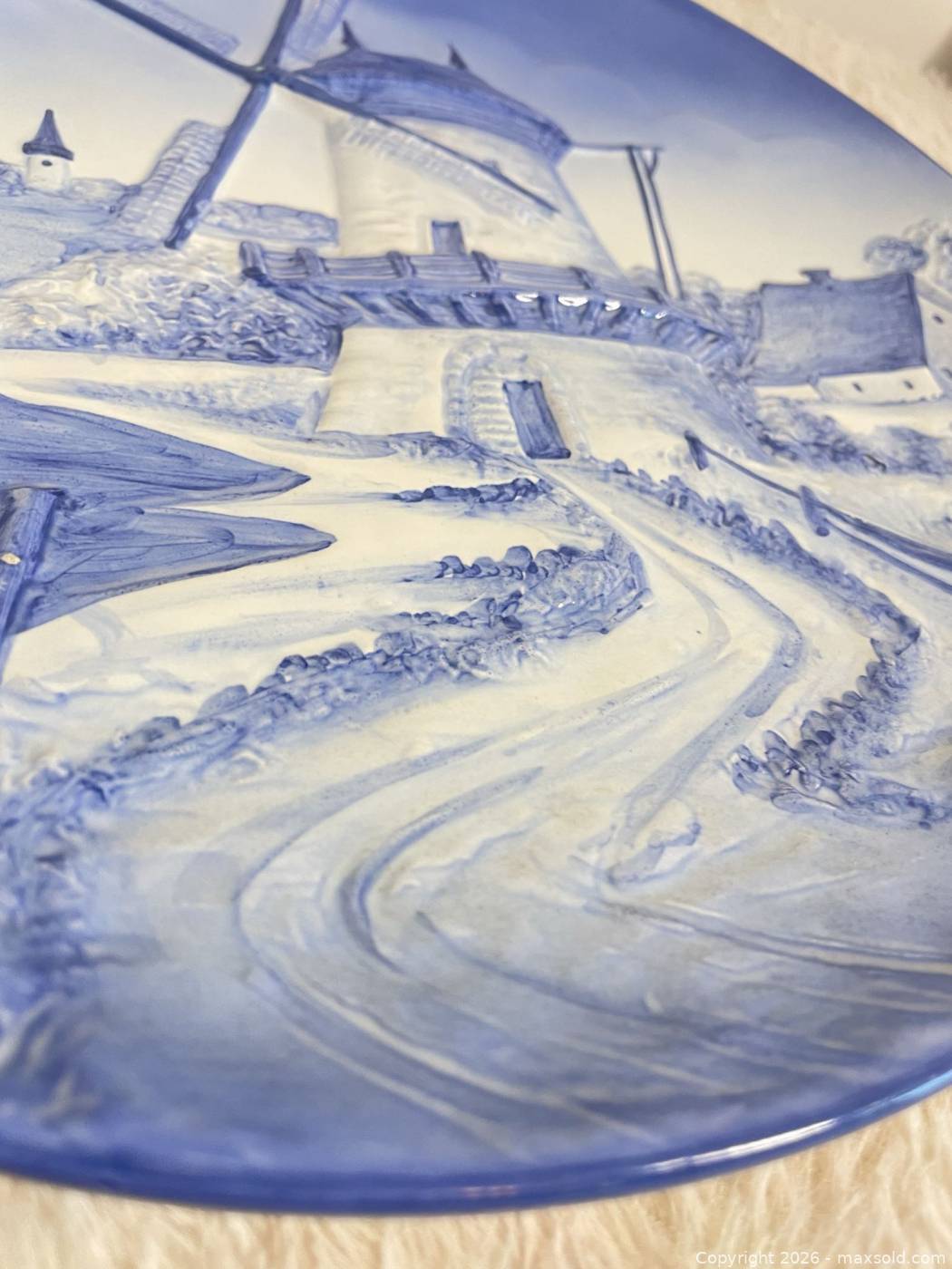 Vintage German 12" Flow Blue 3D Windmill Plate | Maxsold