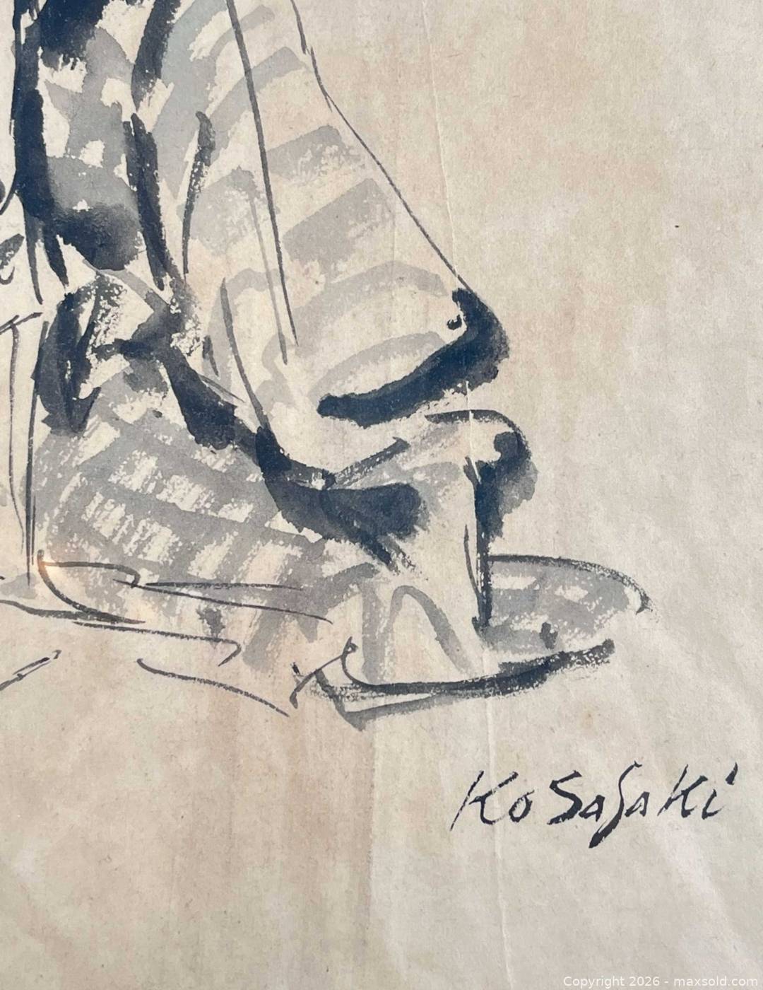 Japanese Sumi-e Ink Drawing Ko Sasaki | Maxsold