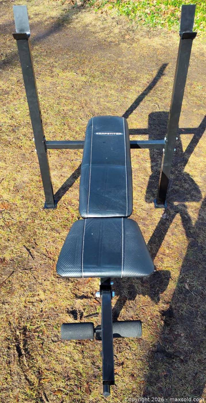 Competitor black metal weight bench with bar rack and leg developer ...