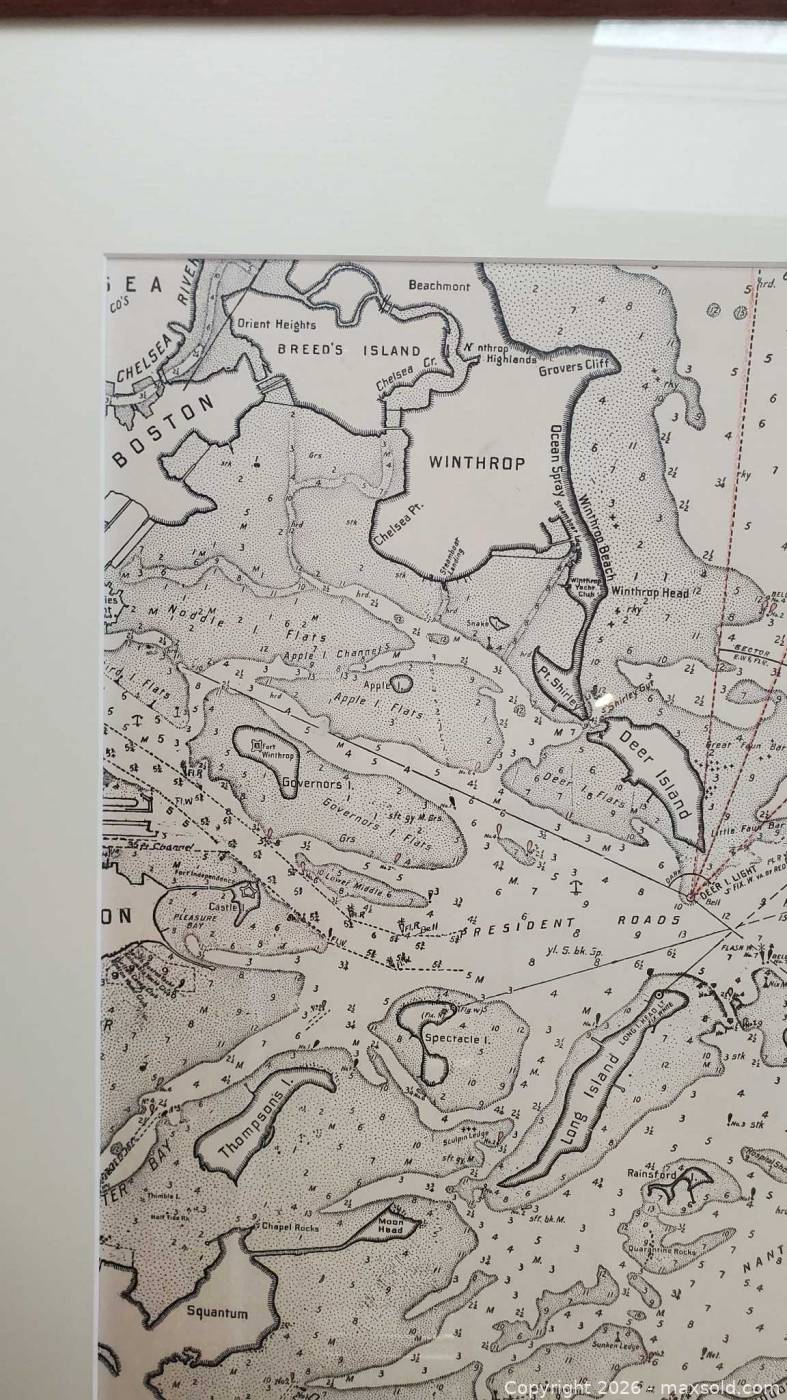 Framed Boston Harbor nautical chart | Maxsold