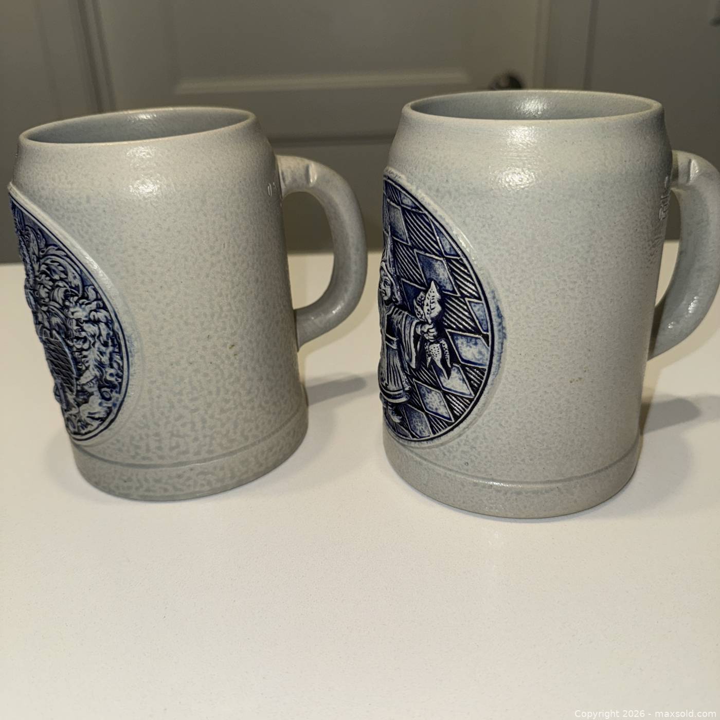 Gerz cobalt blue stoneware beer steins pair | Maxsold