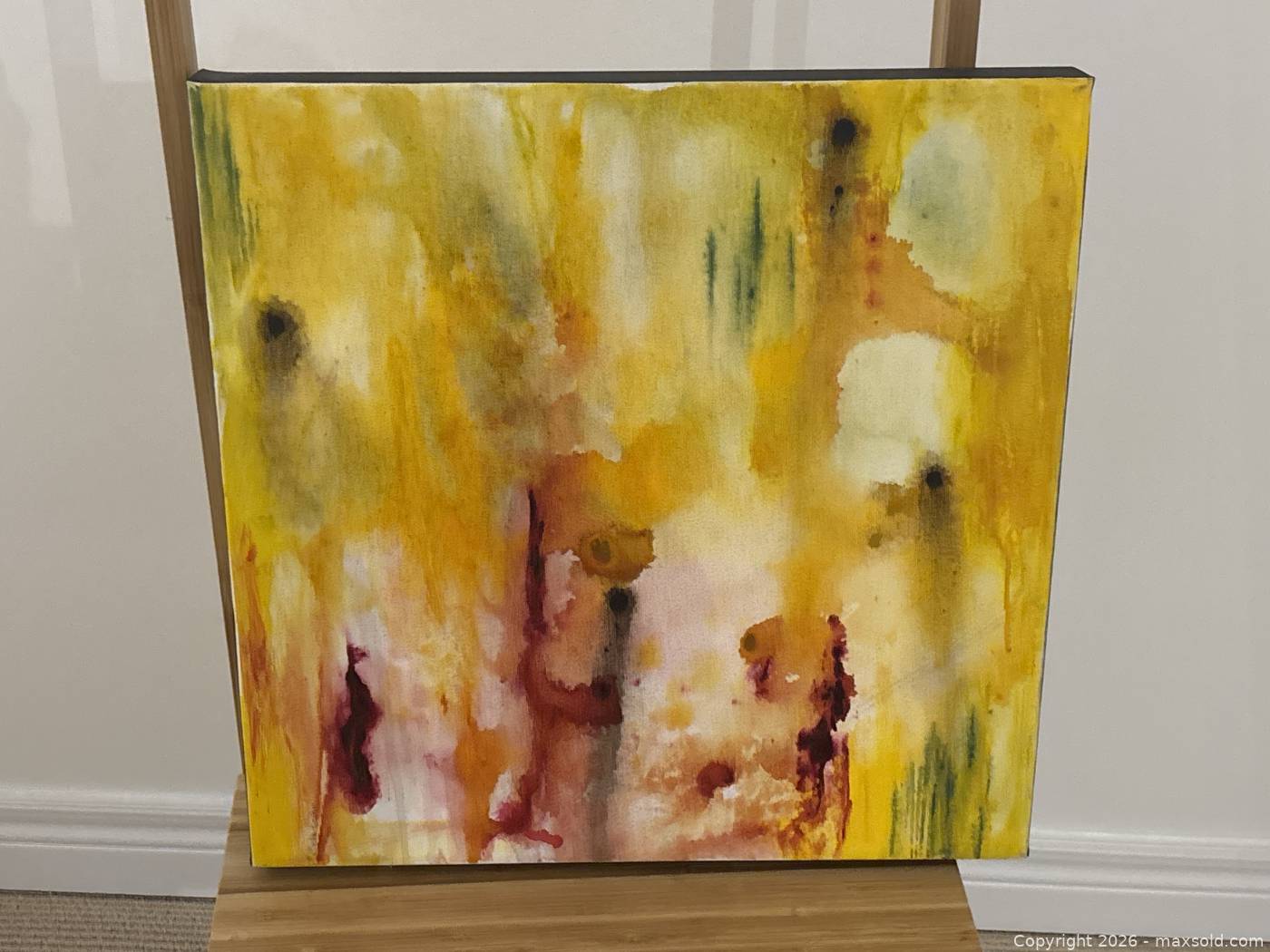 Nathalie Vachon 16" x 16" abstract canvas painting | Maxsold