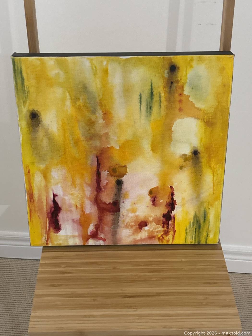 Nathalie Vachon 16" x 16" abstract canvas painting | Maxsold