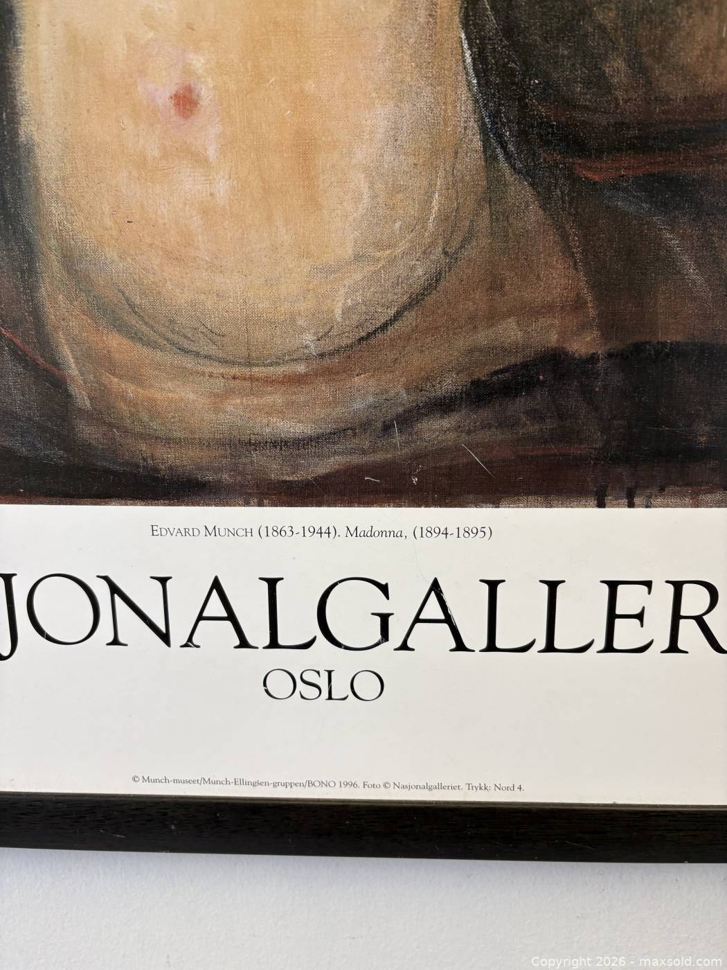 Edvard Munch “Madonna” framed poster | Maxsold