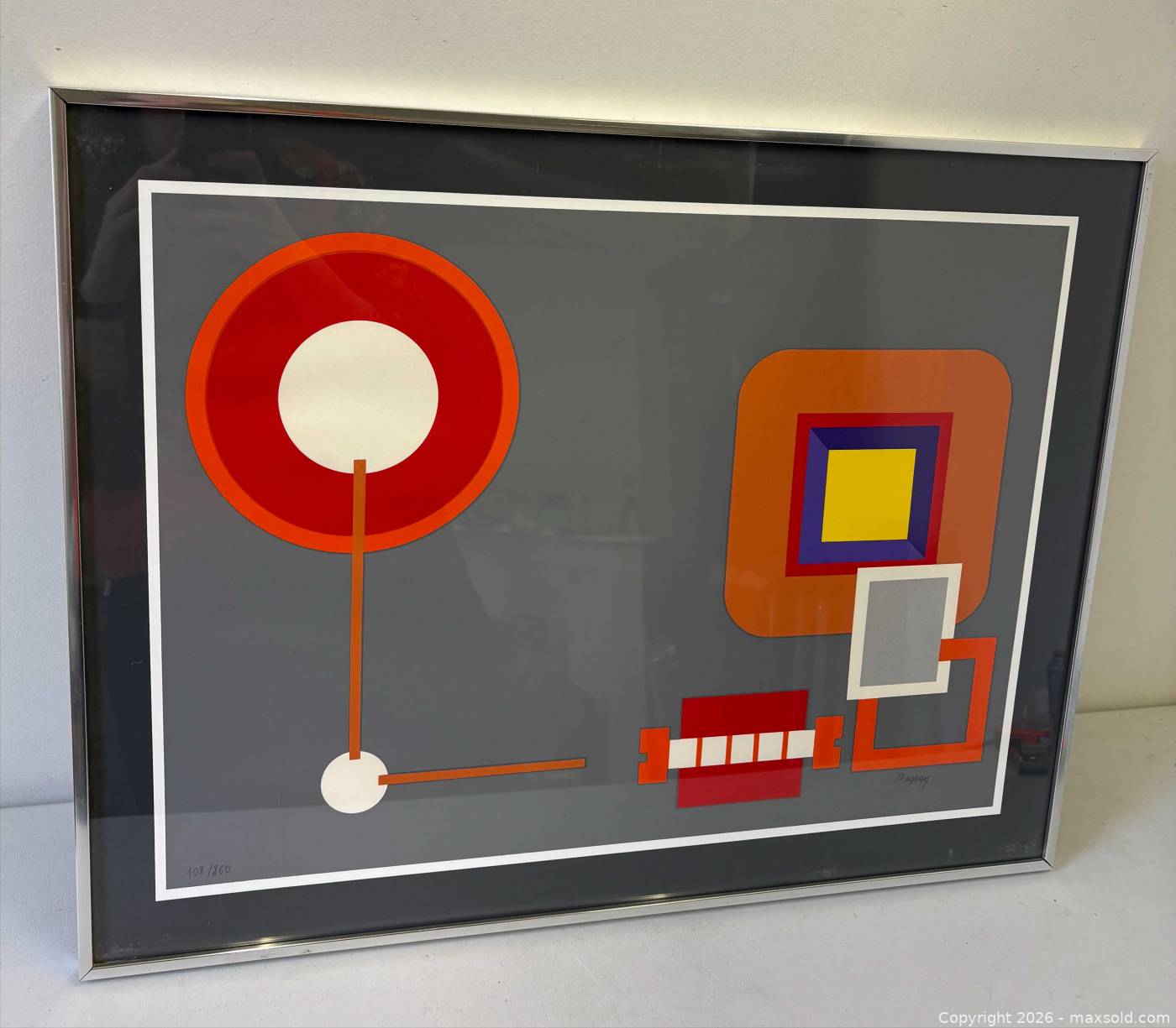 Framed signed Magnan abstract serigraph 108/260 | Maxsold