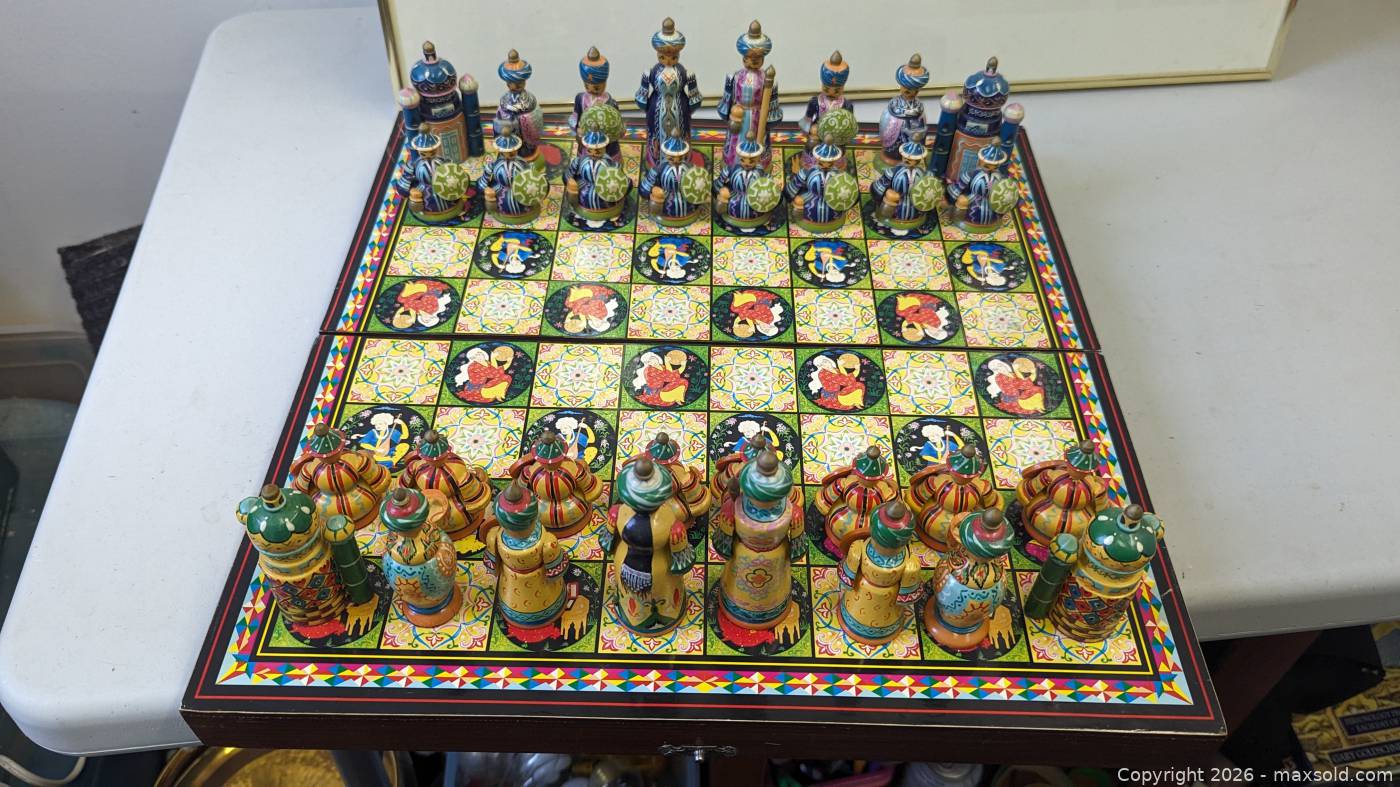 Handcrafted Lacquered Wood Chess Set | Maxsold