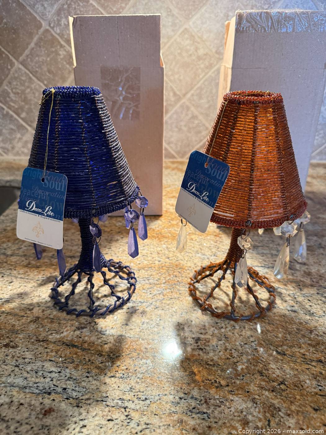 Deco-Life beaded mini candle lamp pair | Maxsold