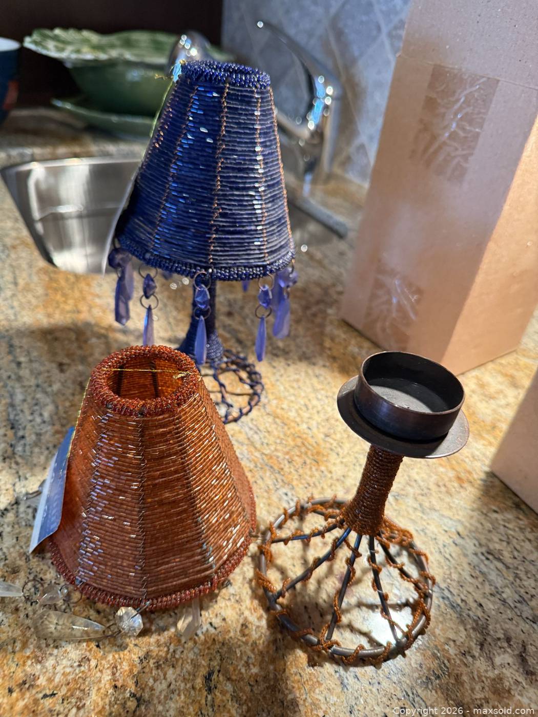 Deco-Life beaded mini candle lamp pair | Maxsold