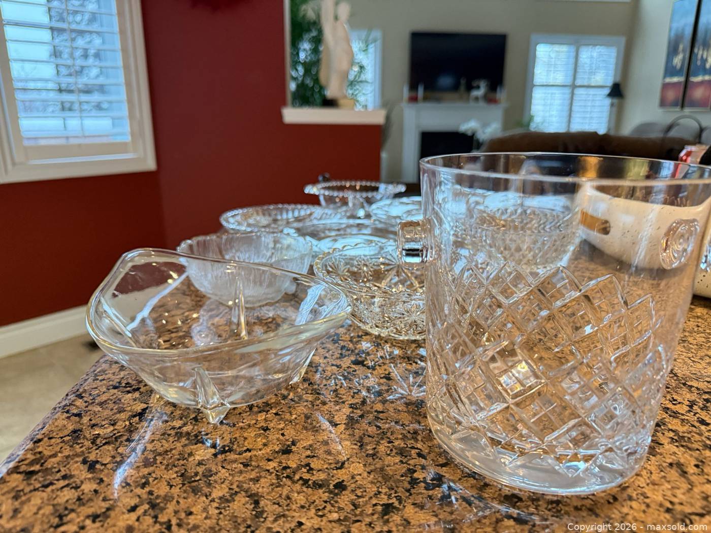 12-piece clear pressed cut glass serveware | Maxsold