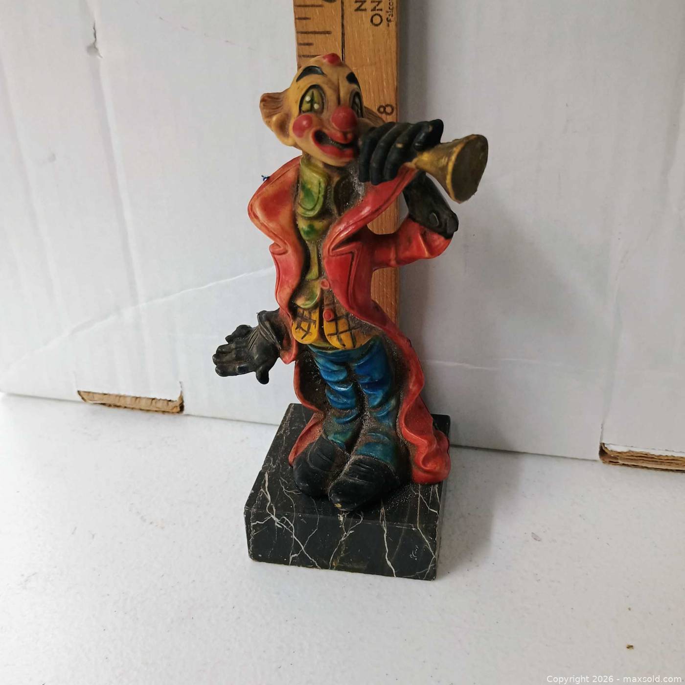 Vintage Simonelli Fontanini resin clown figurine on Carrara marble base ...