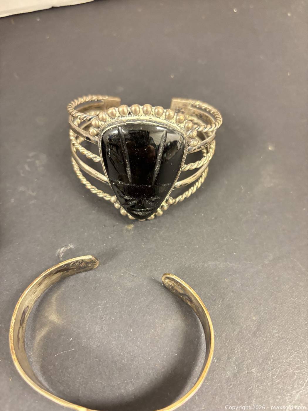 Mexican silver style bracelets, filigree brooch, earrings | Maxsold