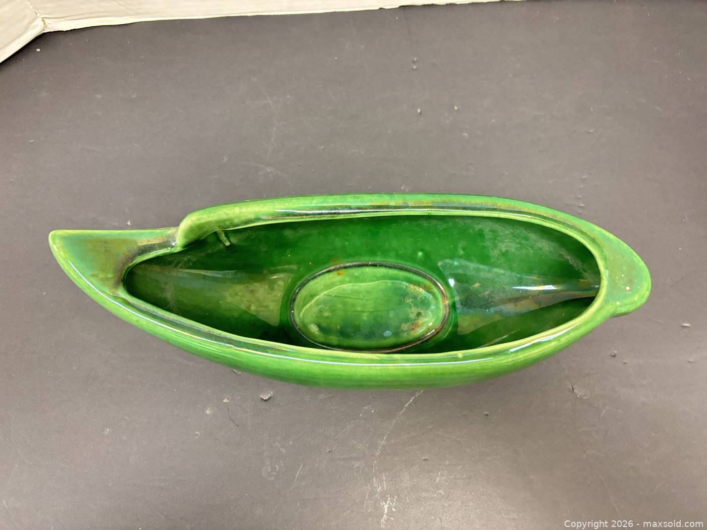 Green MCM ceramic goose figurine and bowl | Maxsold