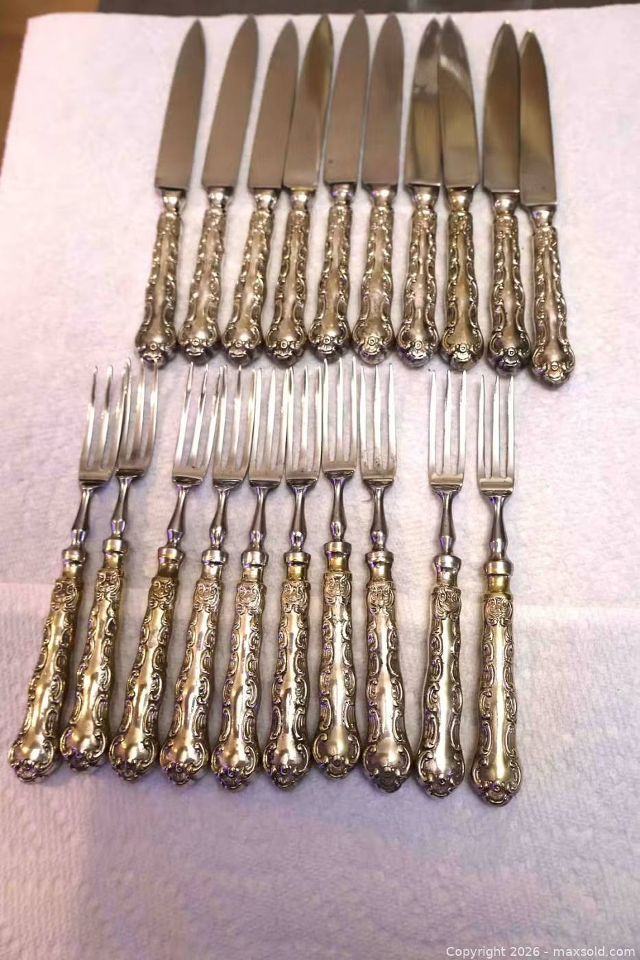 20pc Gorham sterling fish knives and forks | Maxsold