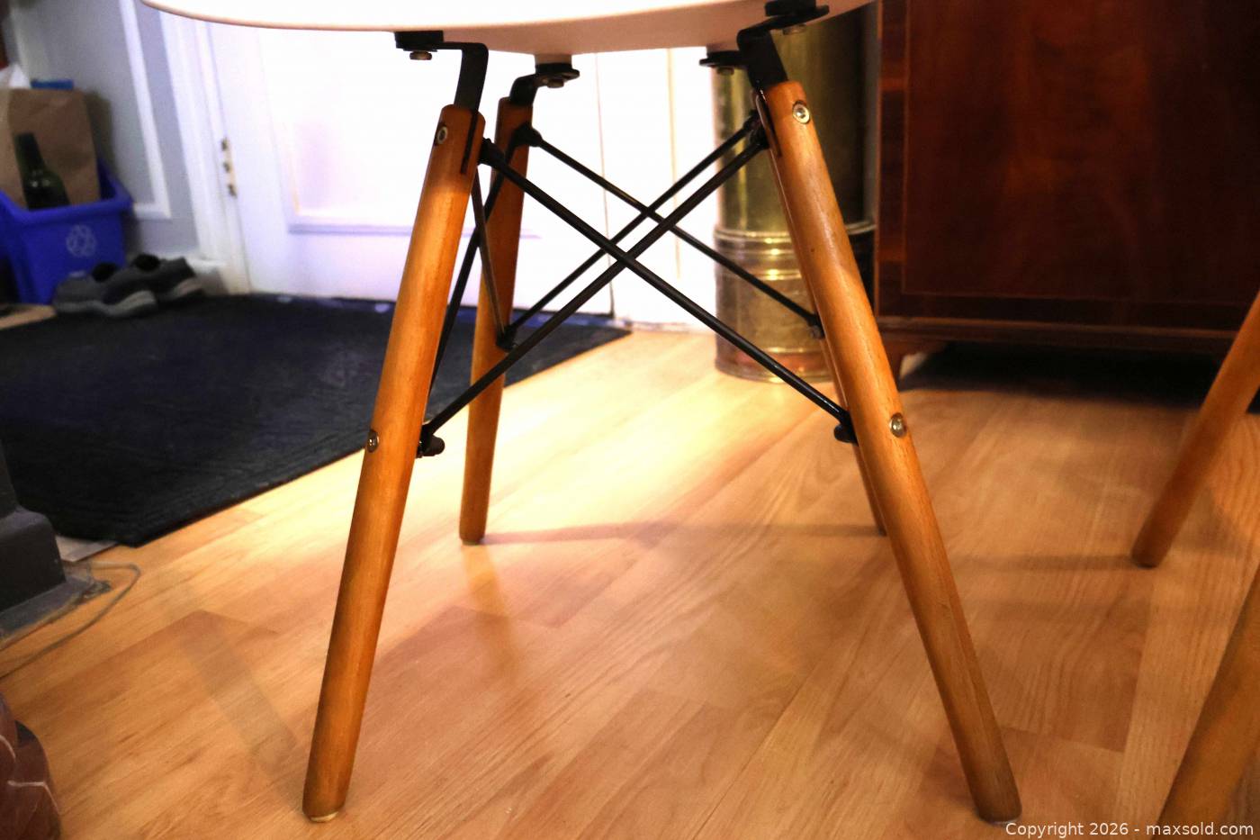 3 Eames style white side chairs | Maxsold