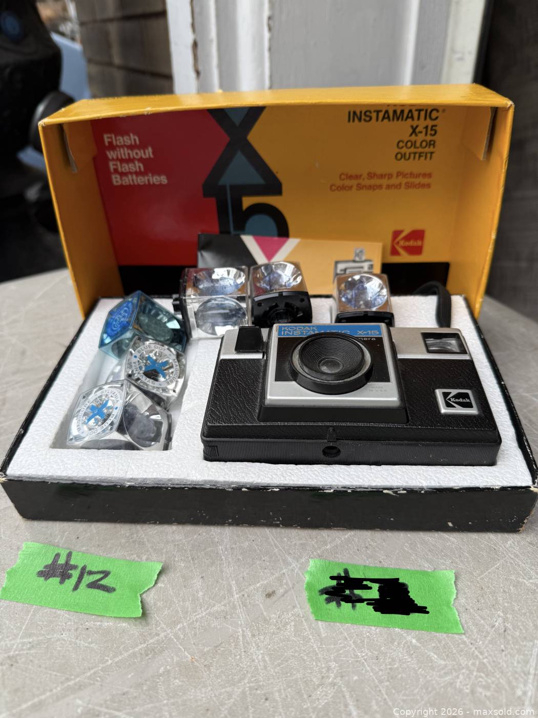 Kodak Instamatic X-15 camera with box & flashcubes | Maxsold