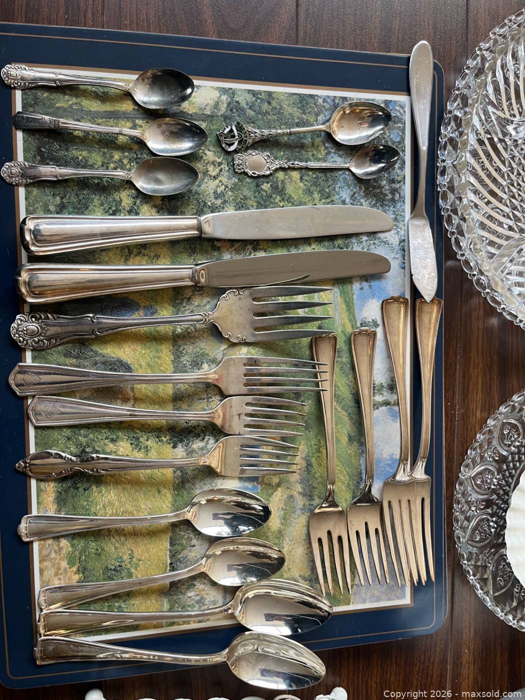 Rogers silverplate flatware, crystal and glass serving ware, shell ...