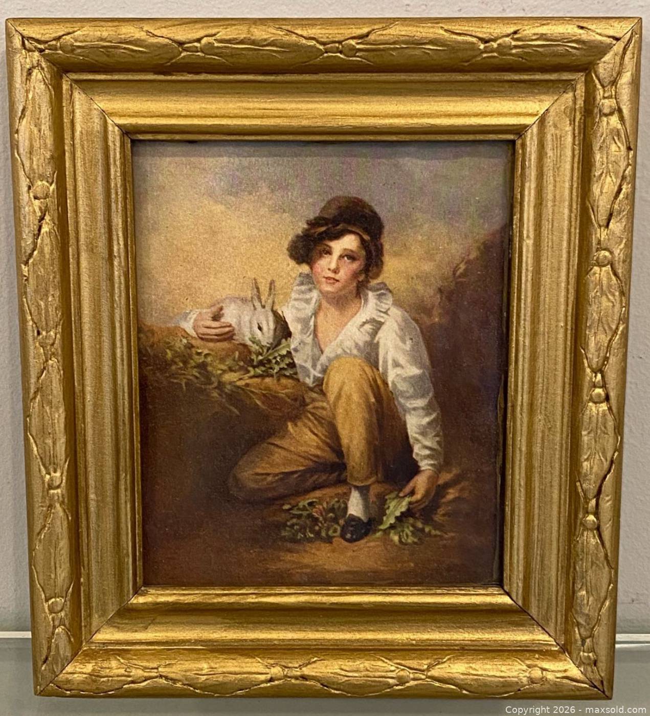 Vintage Lithograph "Boy and Rabbit" Henry Raeburn | Maxsold
