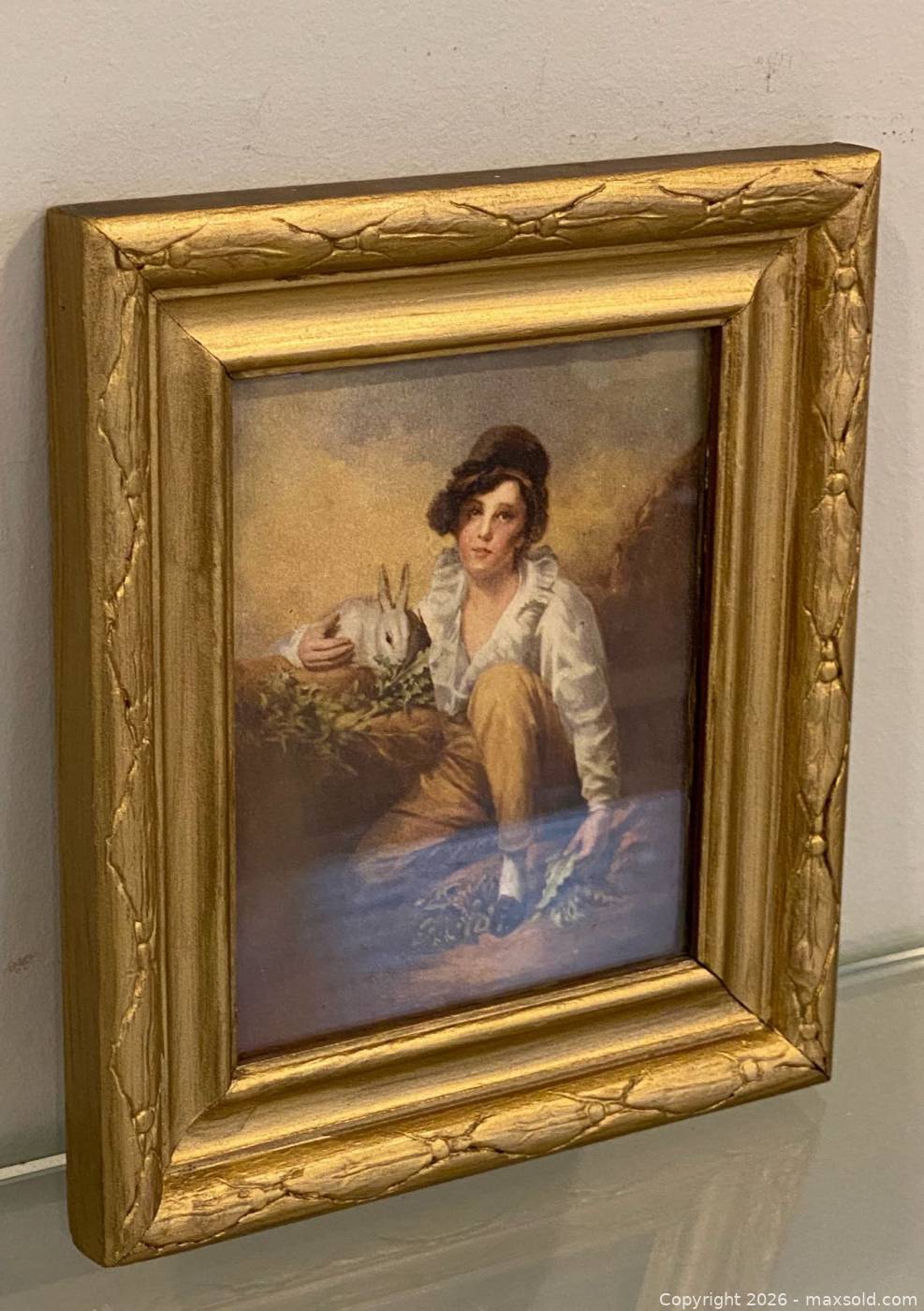 Vintage Lithograph "Boy and Rabbit" Henry Raeburn | Maxsold
