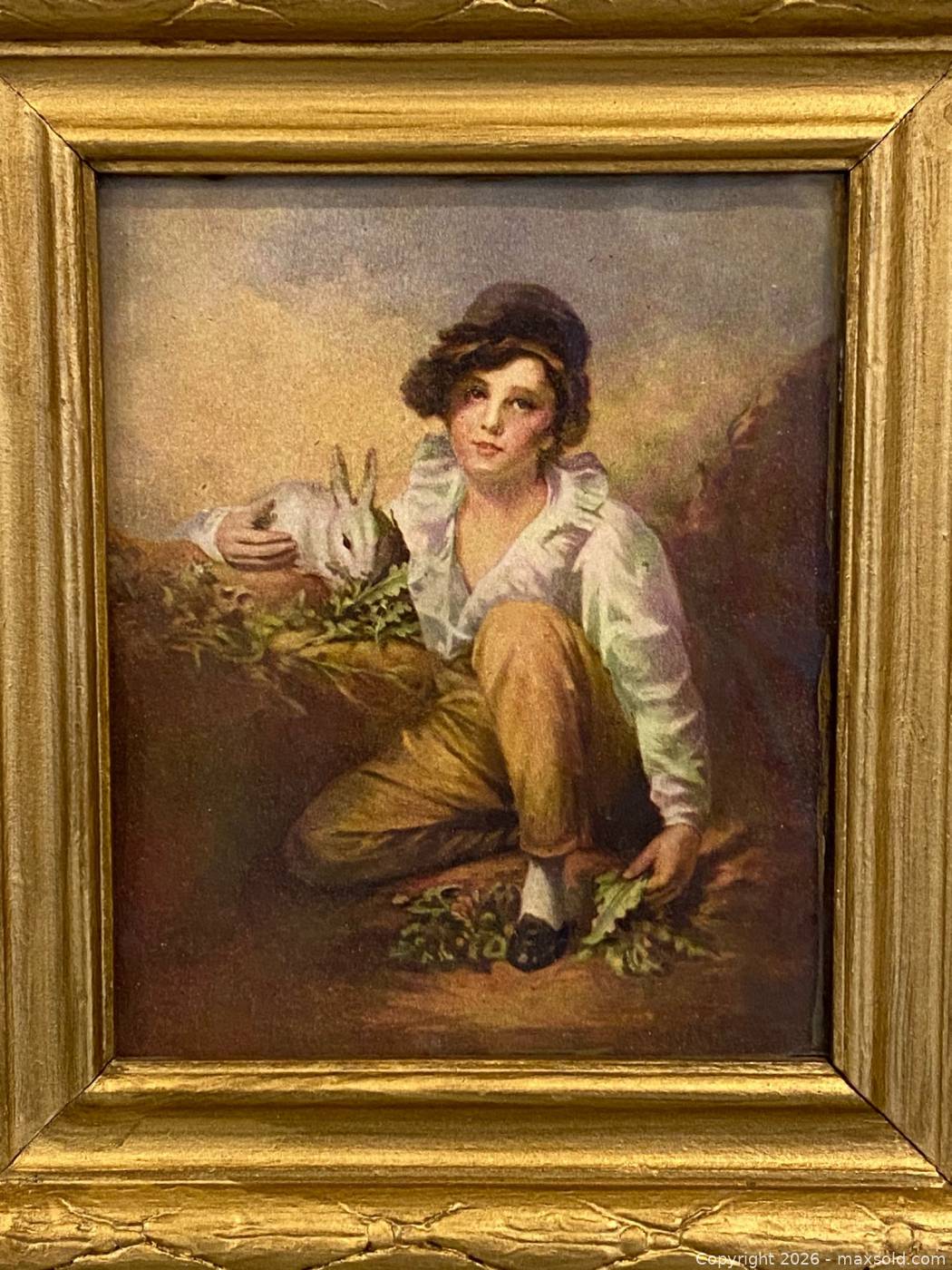 Vintage Lithograph "Boy and Rabbit" Henry Raeburn | Maxsold