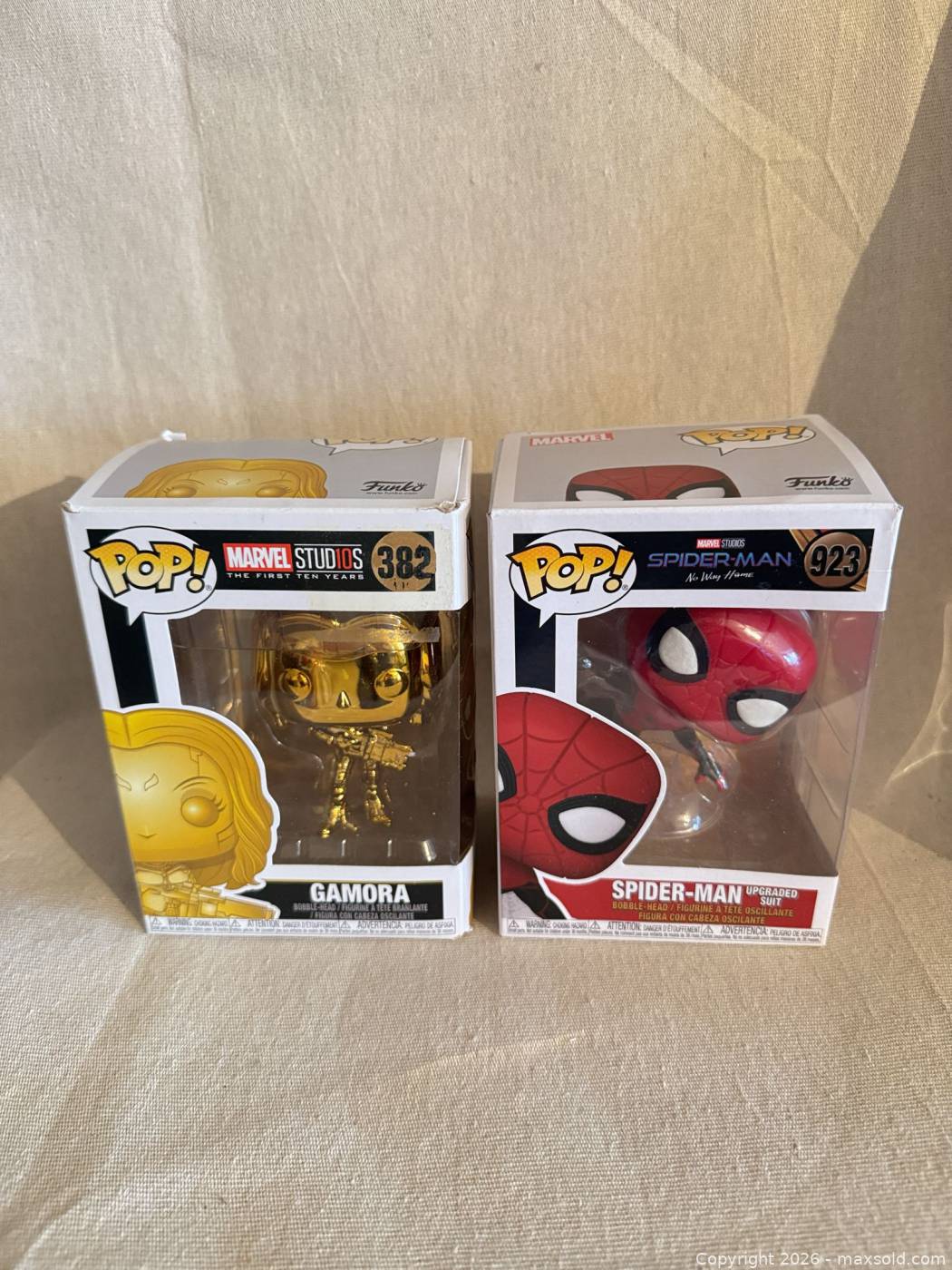 Funko Pop! Gamora #382 & Spider-Man Upgraded Suit #923 | Maxsold