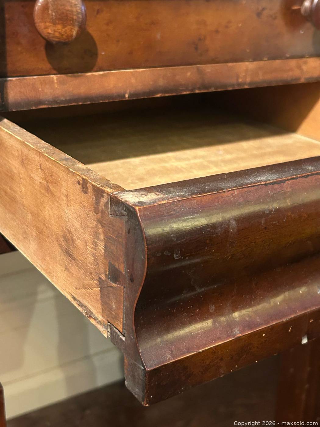 Antique drop-leaf two-drawer lamp table | Maxsold