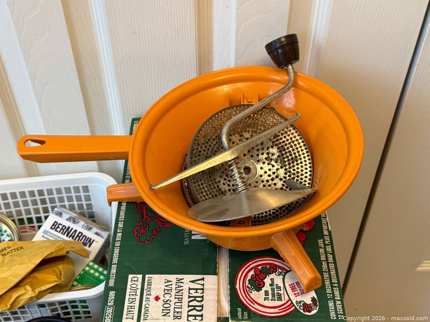 Bernardin mason jars lot with food mill | Maxsold