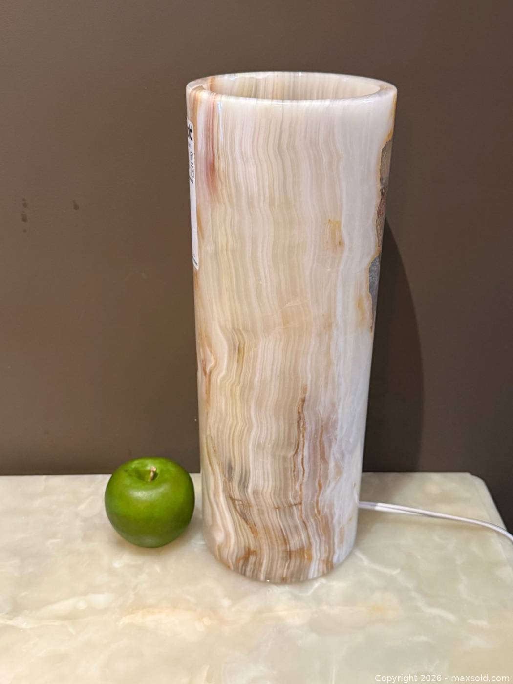 Carved Natural Onyx Cylindrical Lamp | Maxsold