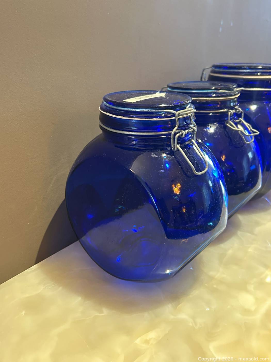 Cobalt Blue Round Clamp-Lid Glass Canisters | Maxsold