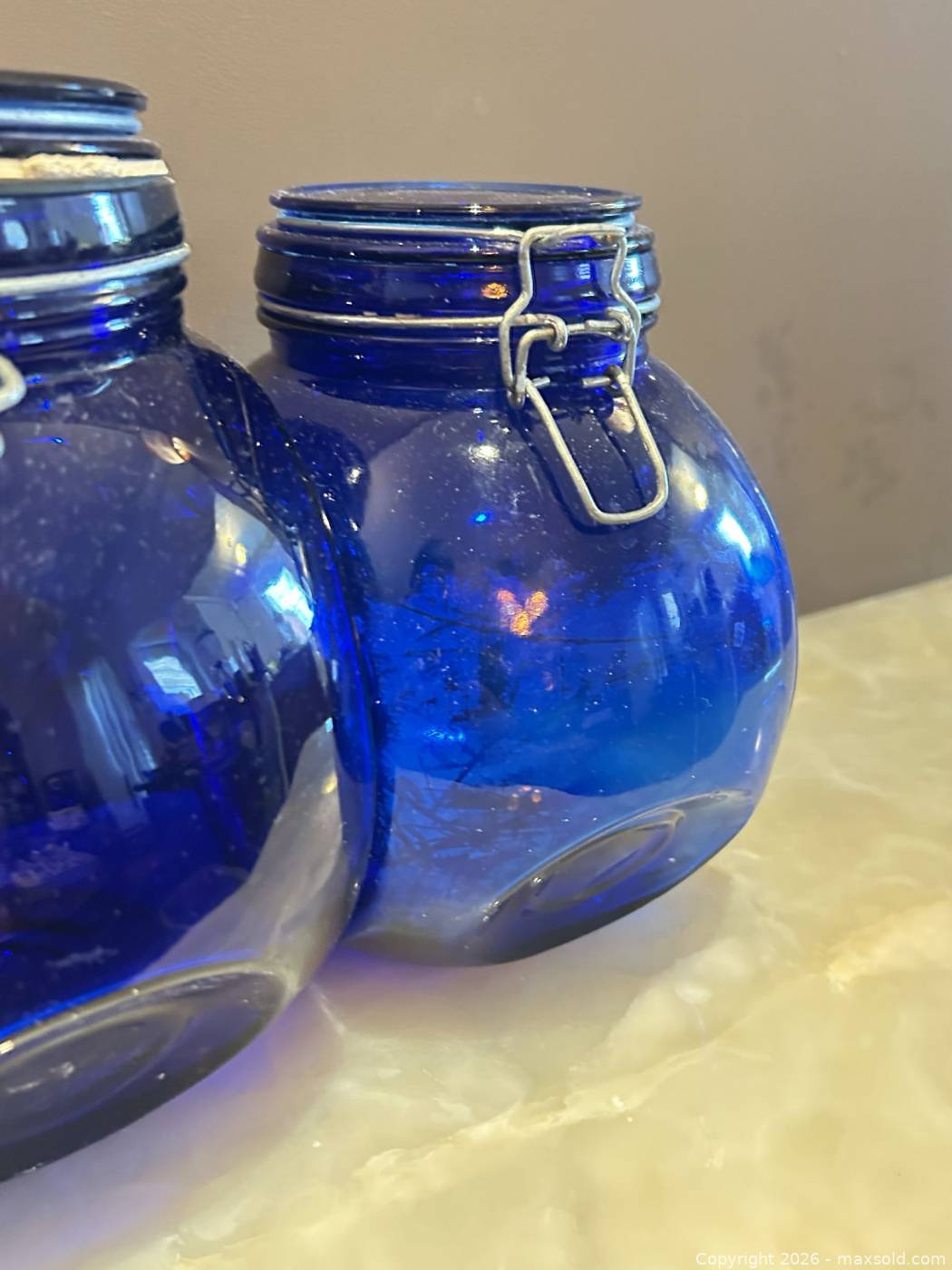 Cobalt Blue Round Clamp-Lid Glass Canisters | Maxsold